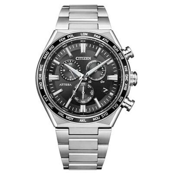 Citizen Attesa CB5966-69E Eco-Drive Black Dial Titanium Atomic Watch ...