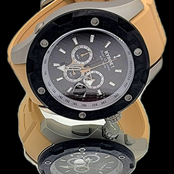 Kyboe! Men's Giant 55MM Case Carbon Fiber Dial Chronograph Beige 100M ...