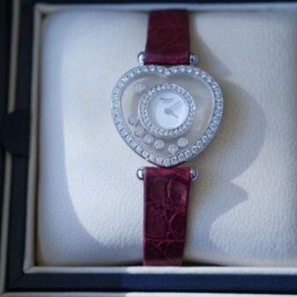 Chopard Happy Diamond Heart Watch 20/5579 Burgundy Band | WatchCharts ...