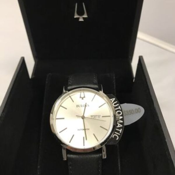 BULOVA Classic Automatic Silver Dial Leather Men's Watch - 96C130 MSRP ...