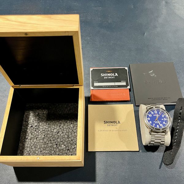 Shinola Argonite 715 Blue Detroit Men's Watch With Box and Accessories ...