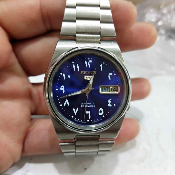 Seiko 5 Blue Arabic Dial Automatic 21 Jewels | WatchCharts Marketplace