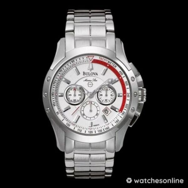 Bulova Marine Star Chronograph Quartz White Dial Men's Watch 96B383 ...