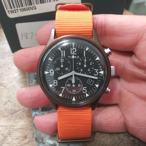 Timex Men's MK1 Aluminum Chronograph Orange Strap Mens Watch TW2T10600 ...