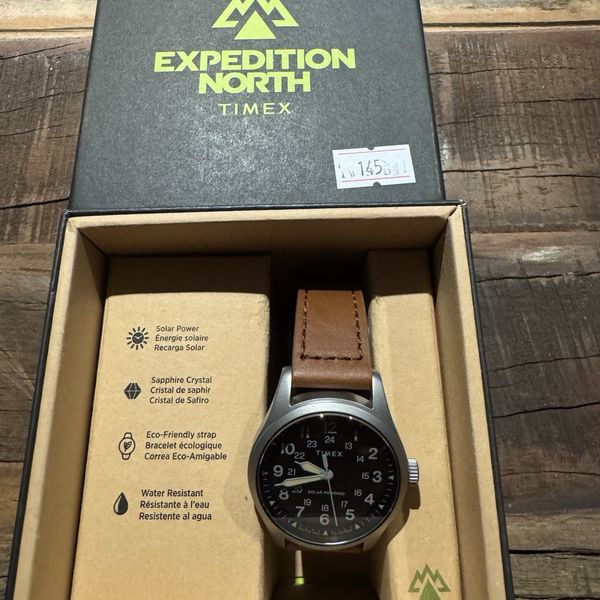 Timex Men's Expedition North Field Post Solar 36mm Watch Brown Leather ...