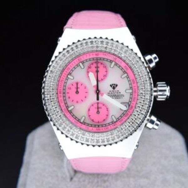 Aqua Master Watch Ladies Sports Chronograph Diamond Bezel 1.0ct ...