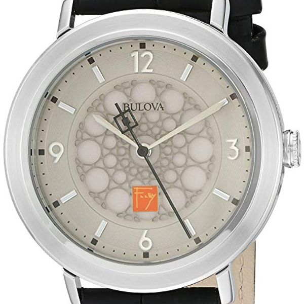 Bulova Bulova Men's Quartz Stainless Steel and Leather Dress Watch, Color: Black (Model: 96A164 ...