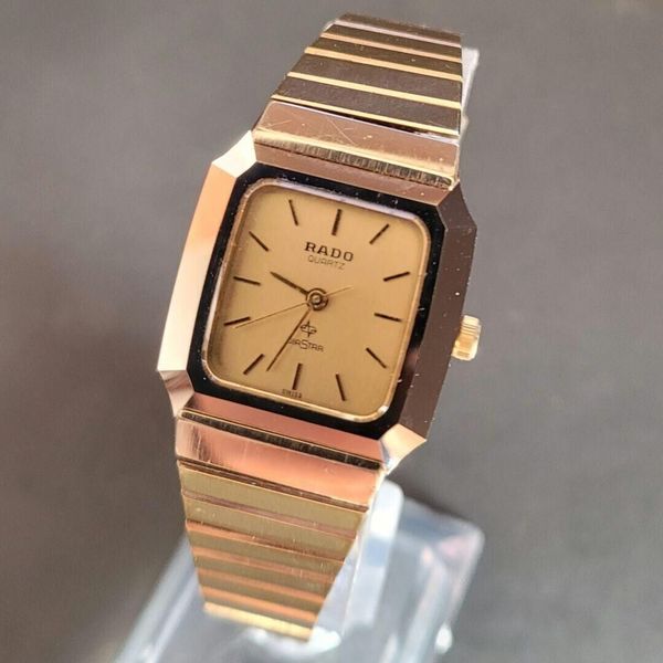 Rado Diastar Watch Quartz 23mm Women's Gold Dial Swiss Made Square ...