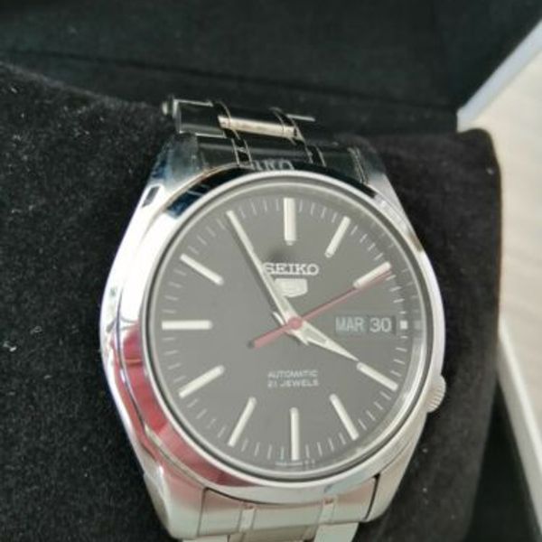 Seiko 5 Automatic Black Dial Stainless Steel Men’s Watch SNKL45K1 Box ...