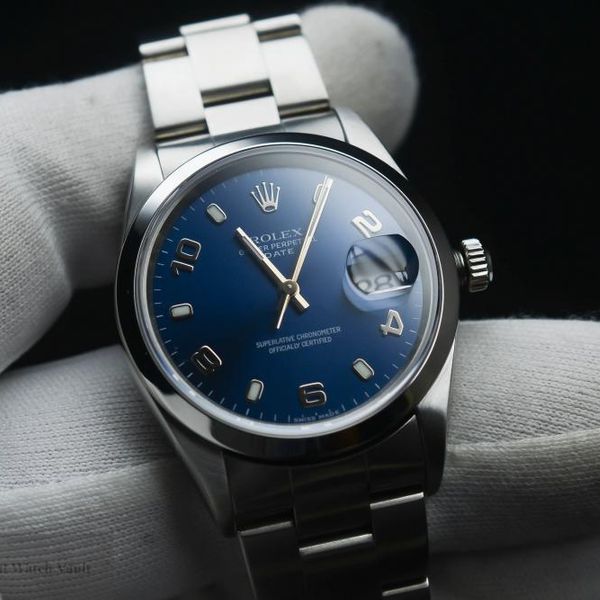 Fs:ROLEX 15200 OYSTER DATE 34MM BLUE ARABIC DIAL SMOOTH OYSTER $2885 ...