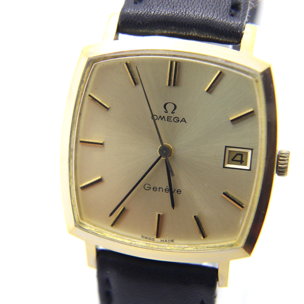 Omega Geneve Watch Men's 32mm Square Vintage Date Gold Swiss Made ...