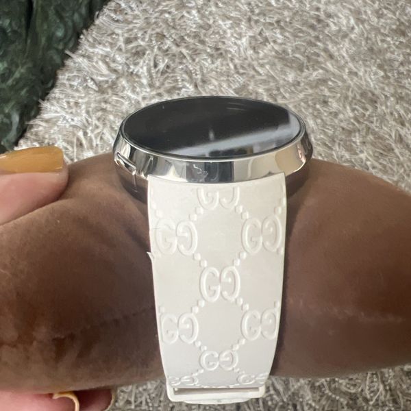 Gucci Round Digital Watch White Monogram Band | WatchCharts Marketplace