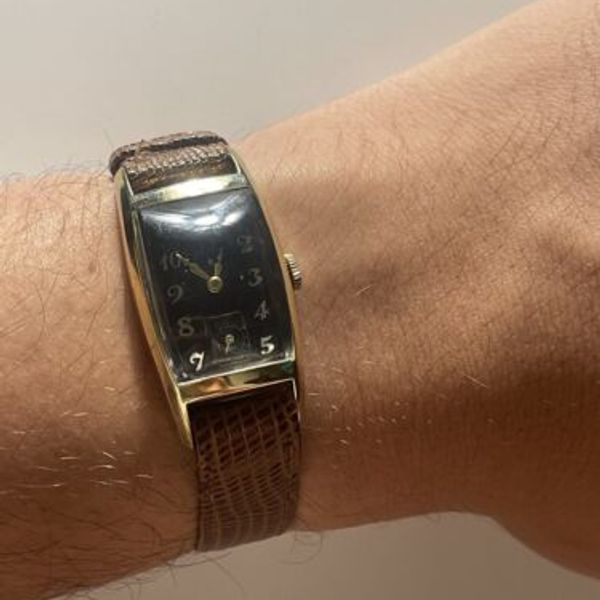 Vintage Lord Elgin 14K Gold Filled Rectangle Watch Running ...