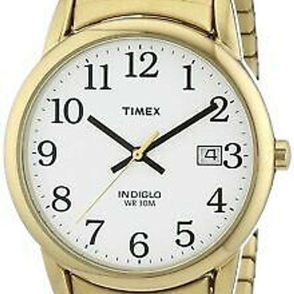 Timex T2H301, Easy Reader, Men's, Goldtone Expansion, Indiglo, Date ...