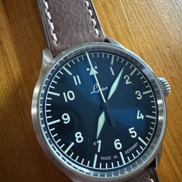Laco Flieger Stuttgart Pro Blue 40mm Pilot Watch Handwinding Type A ...