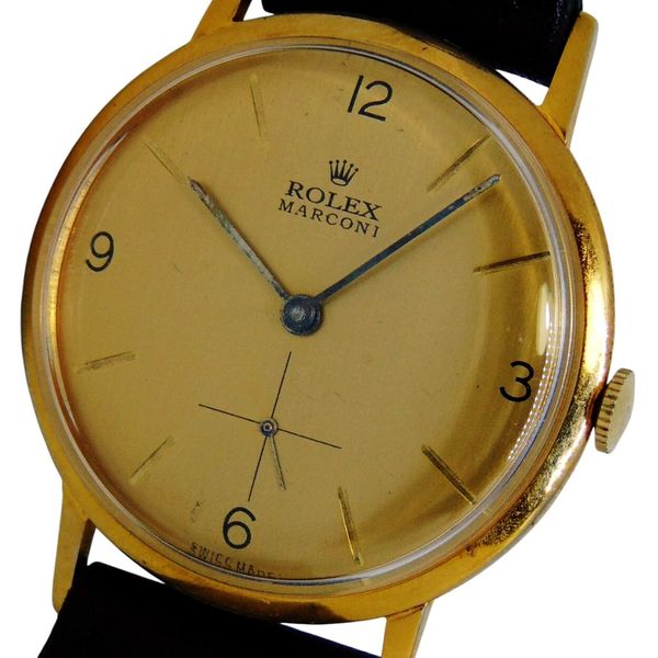 Vintage Rolex Marconi manual wind 18k gold plated case mens WATCH for ...