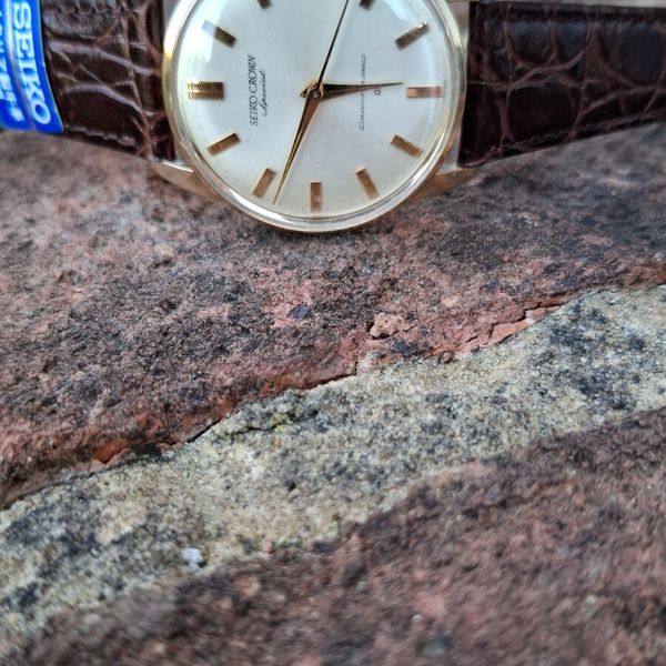 1962 SEIKO CROWN SPECIAL SD 14K Solid Gold Indexes Manual Vintage Men's ...