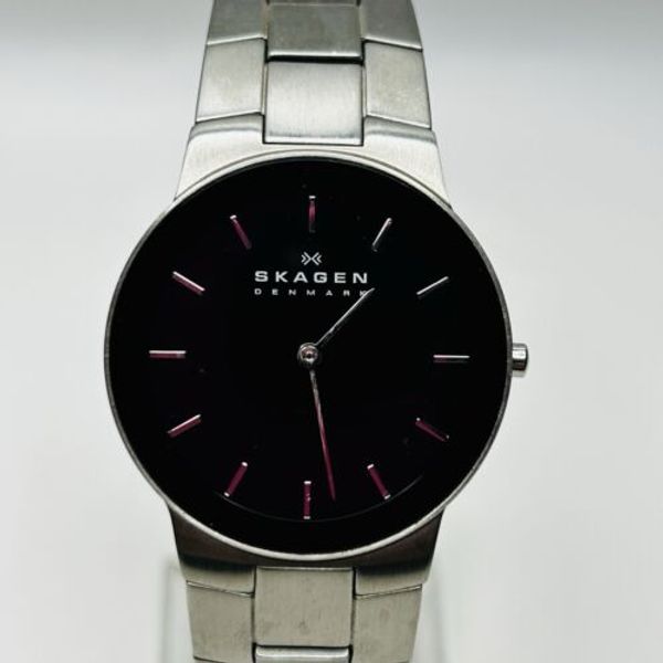 Skagen Denmark Watch Men 35mm Silver tone Black Dial 430LSXB1 New ...