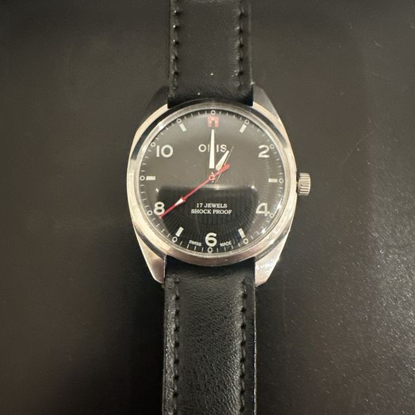 ORIS Hand-wound Watch Vintage Black Dial Black Leather Band ...