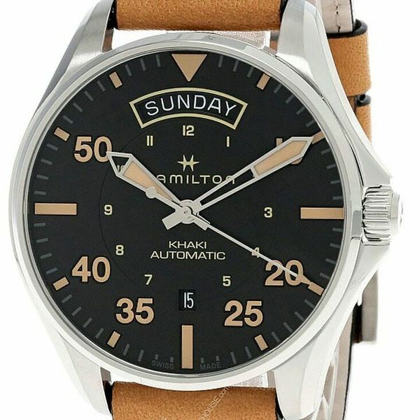 HAMILTON Khaki Pilot 42MM AUTO Day Date BLK Dial Men's Watch H64645531 ...