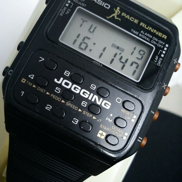 RARE CASIO J-100 'JOGGING' PACE RUNNER CALCULATOR DIGITAL WATCH - 1980s ...