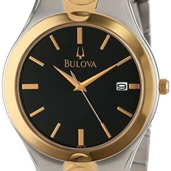 Authentic Bulova Men's 98B133 Two Tone Stainless Steel Bracelet Black ...