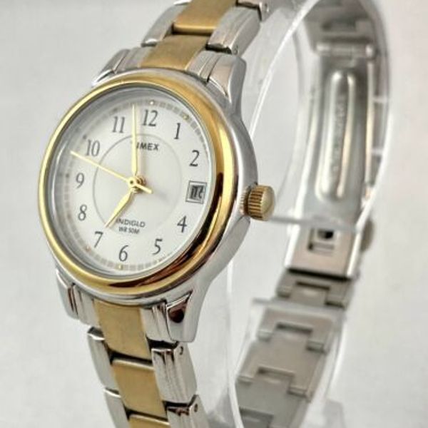 Timex T25771 26mm Womens Two Tone Bracelet Date Dial Watch New Battery ...