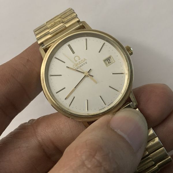 Omega Quartz Gold Tone Date Dial Swiss Made Cal 1342 Men's Watch ~ RUNS ...