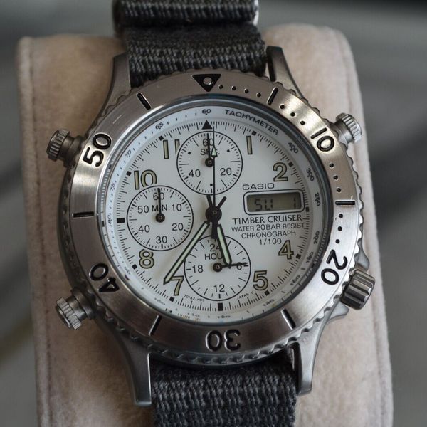 CASIO TIC-4 TIMBER CRUISER ANA/DIGI CHRONO VINTAGE WATCH PILOT DIVER MD ...