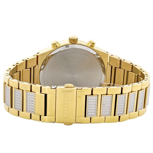 Citizen Eco Drive Crystal Men's Gold Tone Stainless Chronograph Watch ...
