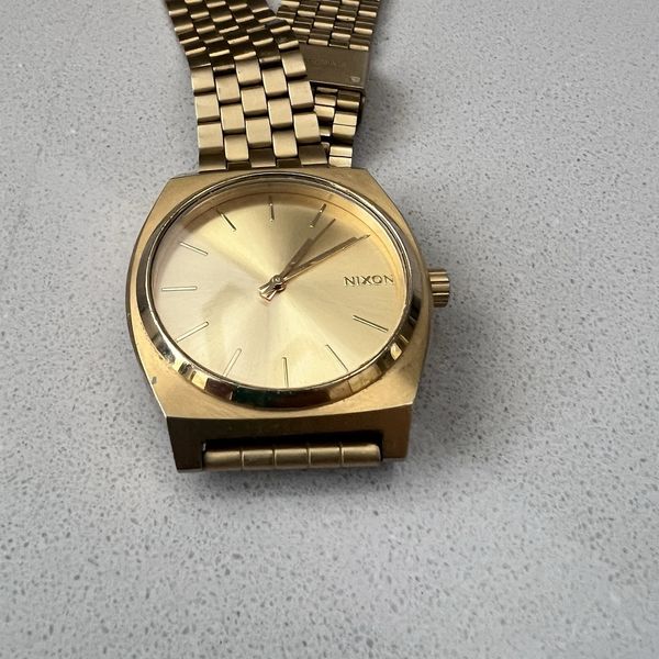 Nixon Time Teller Quartz Mens Watch Gold Dial Analog Stainless Steel ...
