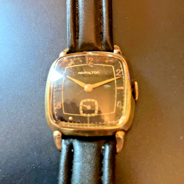 Hamilton Mens 14k Yellow Gold Filled Square Wristwatch Watch Circa 1940 ...