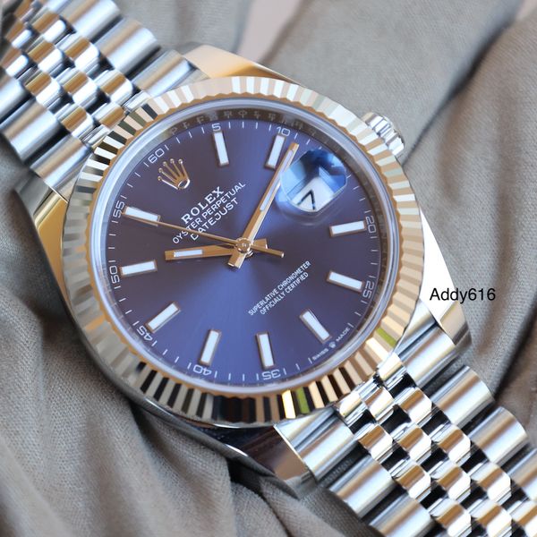FS BNIB Rolex Datejust 41 Fluted Bezel JUBILEE BLUE Dial 126334 2020 | WatchCharts