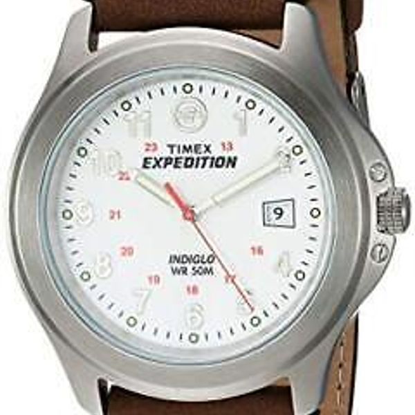 Timex Men's T44381 Expedition Metal Field Brown Leather Strap Watch ...