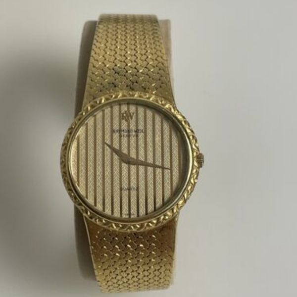Raymond Weil 9038 Vtg Mens Watch 18k Gold Electroplate Quartz THIN ...