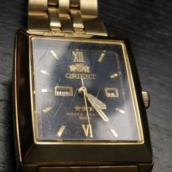 Vintage Orient NQAA-AO CS gold tone Automatic square day date Men's ...