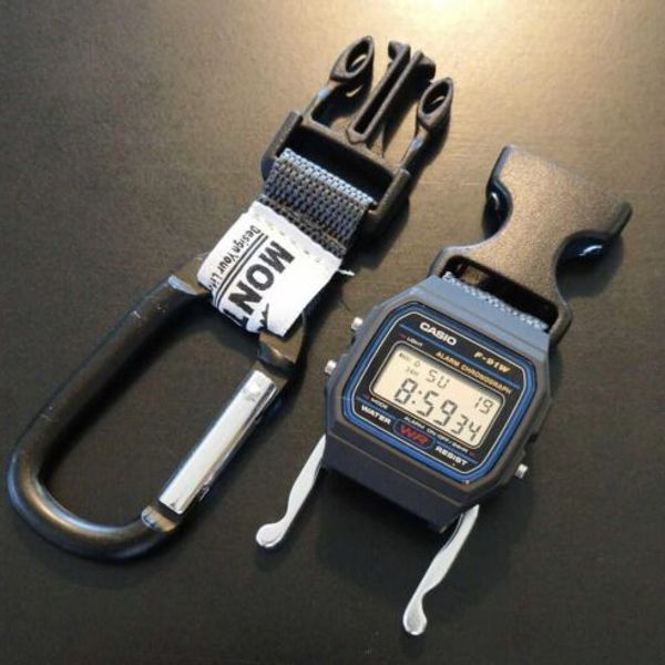 Casio wristwatch with carabiner Black Custom with box. Brand New ...