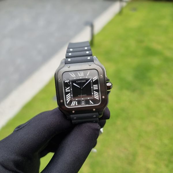 (2021) CARTIER SANTOS BLACK DE CARTIER WATCH LARGE MODEL AUTO AUTOMATIC ...