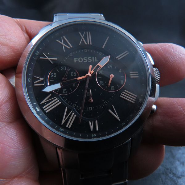 All Steel Fossil Chronograph 24 Hours Quartz Men Watch (Need Repair ...