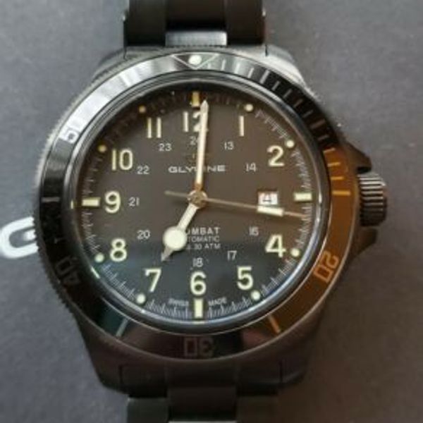 Glycine Combat Automatic Black Dial Black PVD Men's Watch GL0256 Swiss ...