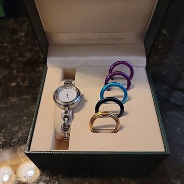 GUCCI Changeable Bezel Watch Quartz 6 Colors Silver Quartz Vintage ...