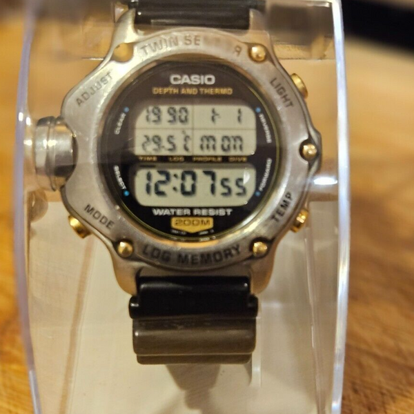 CASIO DEP-600 XL Module (970) 200M Vintage G Diver Watch Temp & Depth ...