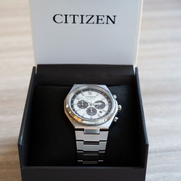 Citizen Eco-Drive Zenshin Forza Chronograph Titanium White Dial Watch ...
