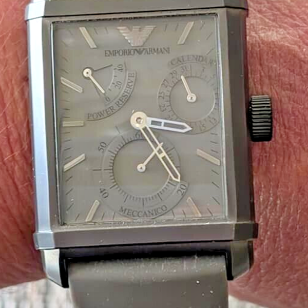 EMPORIO ARMANI MENS WATCH MECCANICO AUTOMATIC GRAY SILICONE BAND ...