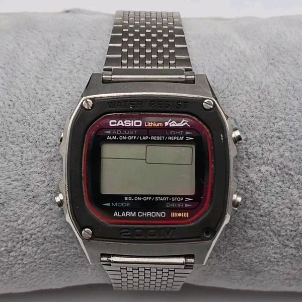 Vintage Casio Diver DW-1000 Digital Quartz Watch w/ Stainless Band ...