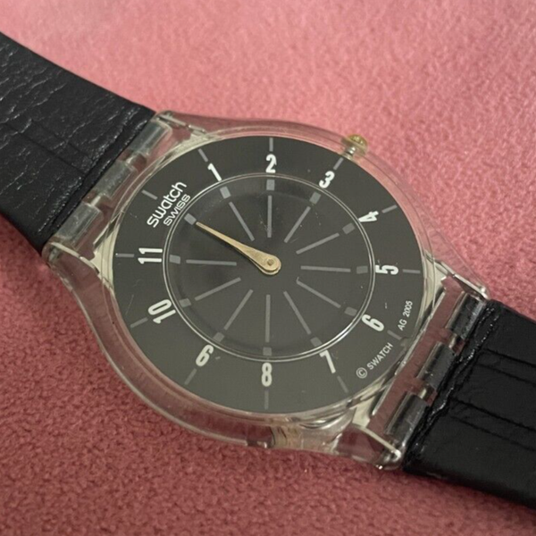 Swatch Ultra Thin Skin Watch Vintage AG 2005 Unisex Tout Au Trait Black ...