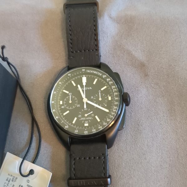 BULOVA MEN'S LUNAR PILOT MOON WATCH- BLACK PVD EDITION 45MM ...