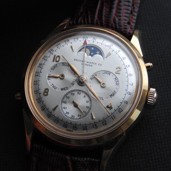 [€1,750 EUR] Vintage Record Watch Co. Triple date moonphase watch (1960 ...