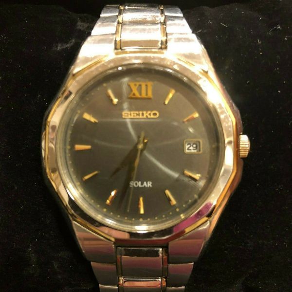 Seiko Solar Mens Watch V157 0AK0 Stainless Steel Date Original Box ...