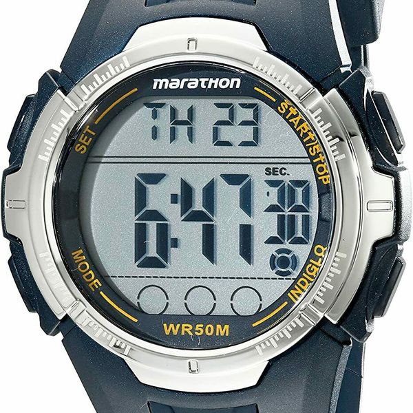Timex Marathon Men’s Digital Full-Size Navy Resin Strap Watch T5K804 ...